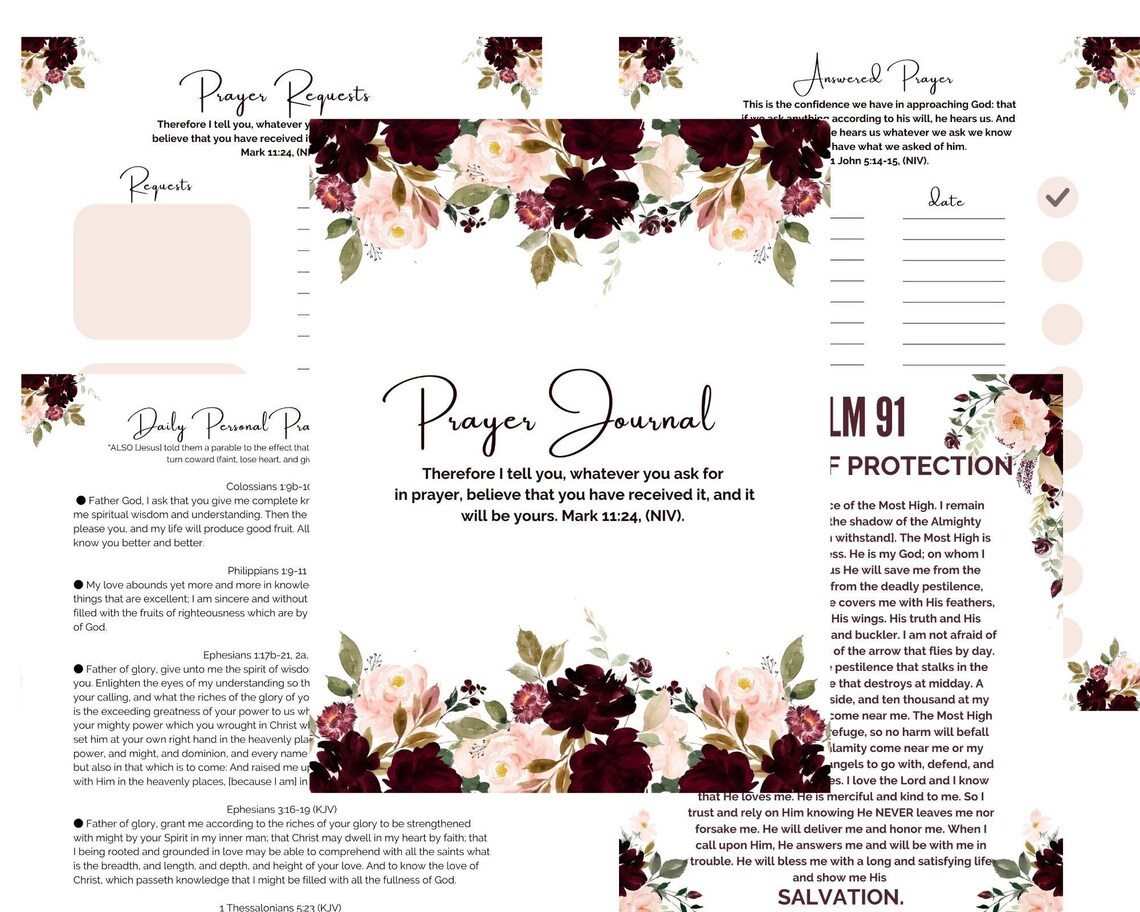 Prayer Journal Package-cover, Prayer Requests, Answered Prayer, 15 ...
