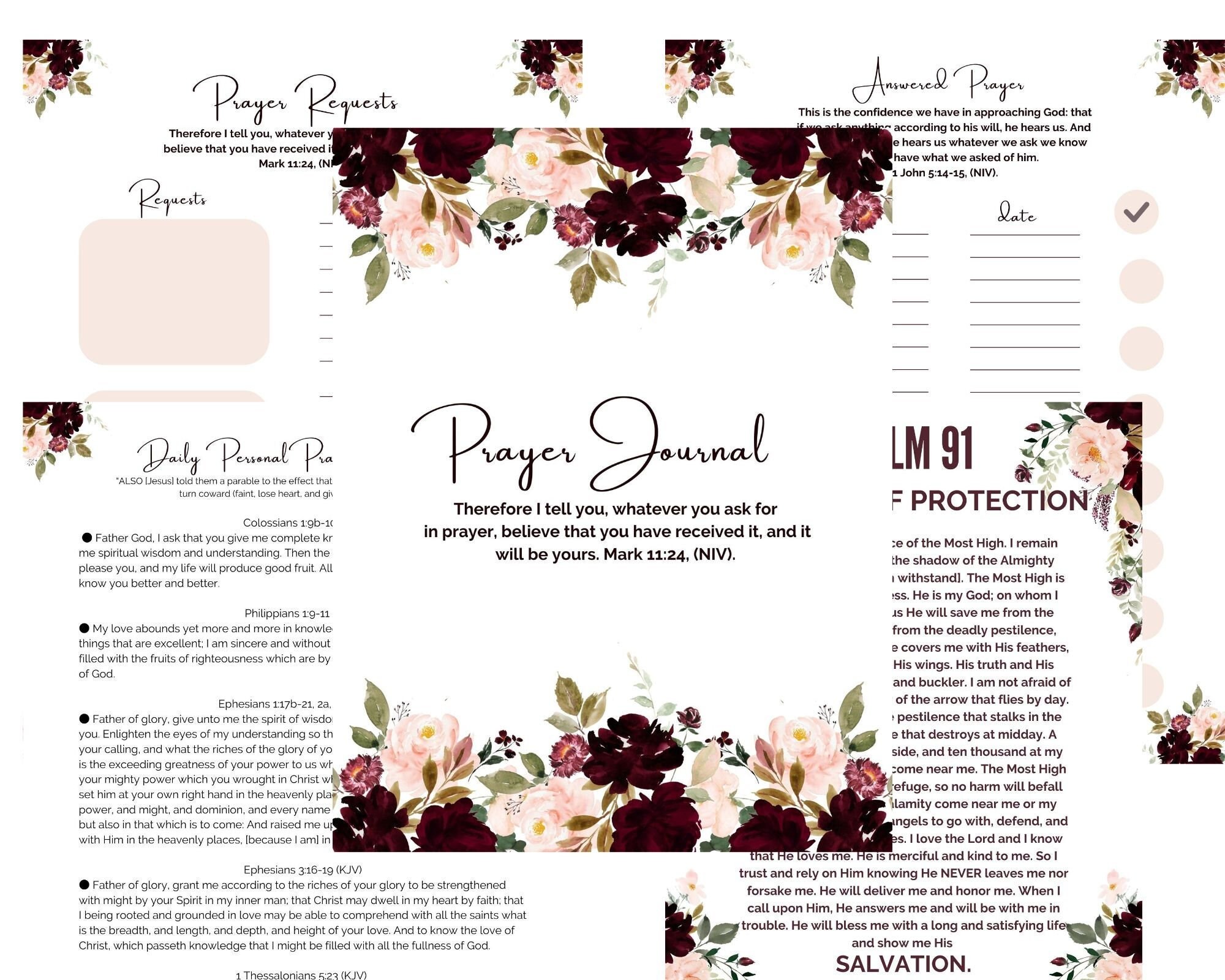 Prayer Journal Package-cover, Prayer Requests, Answered Prayer, 15 ...