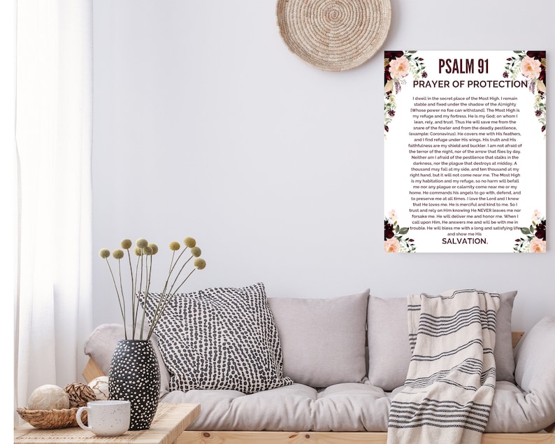 Psalm 91 Prayer of Protection |bible Verse Printable Wall Art| 2 Pdfs 8 ...