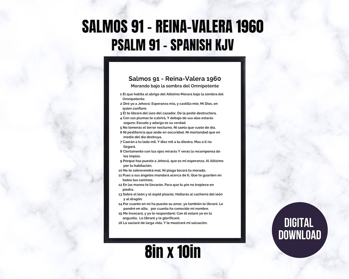Salmos 91 - Reina-valera 1960, Psalm 91- KJV in Spanish, PDF Digital ...