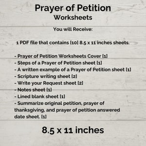 Prayer of Petition Worksheets|10 Page Packet| INSTANT DOWNLOAD - Etsy