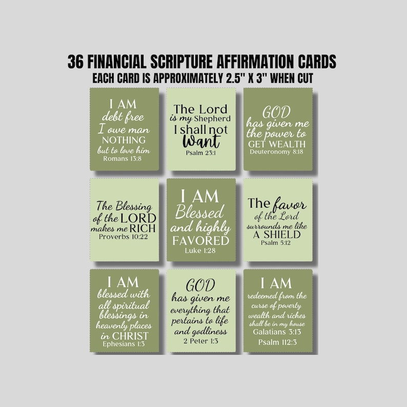 36 Financial Scripture Affirmation Cards - Daily Financial Scripture ...
