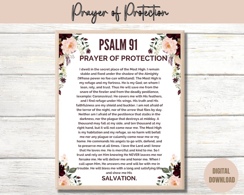 Psalm 91 Prayer of Protection |bible Verse Printable Wall Art| 2 Pdfs 8 ...