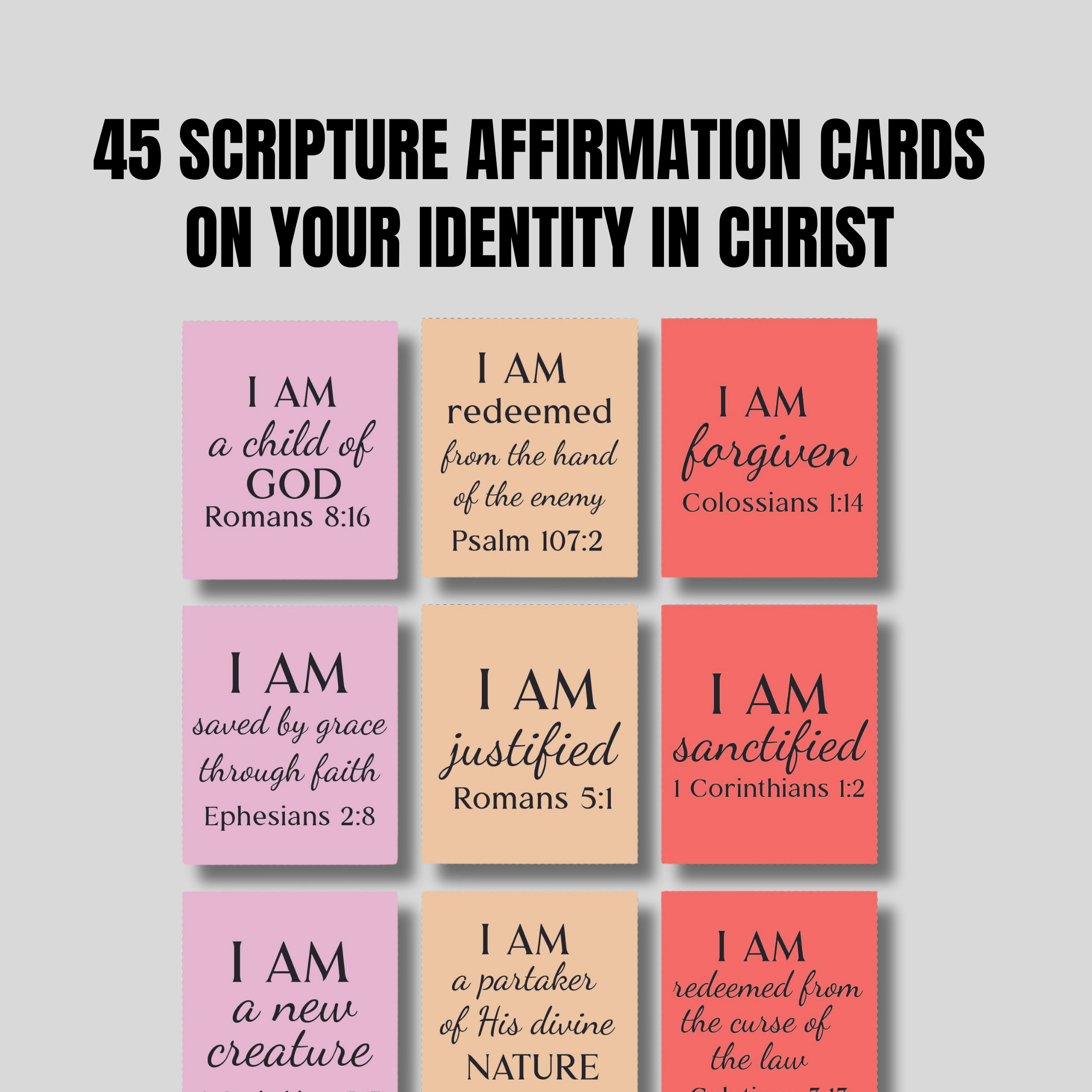 45 I AM Scripture Affirmation Cards on Your Identity in Christ, Daily ...