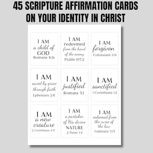 45 I AM Scripture Affirmation Cards on Your Identity in Christ, Daily ...