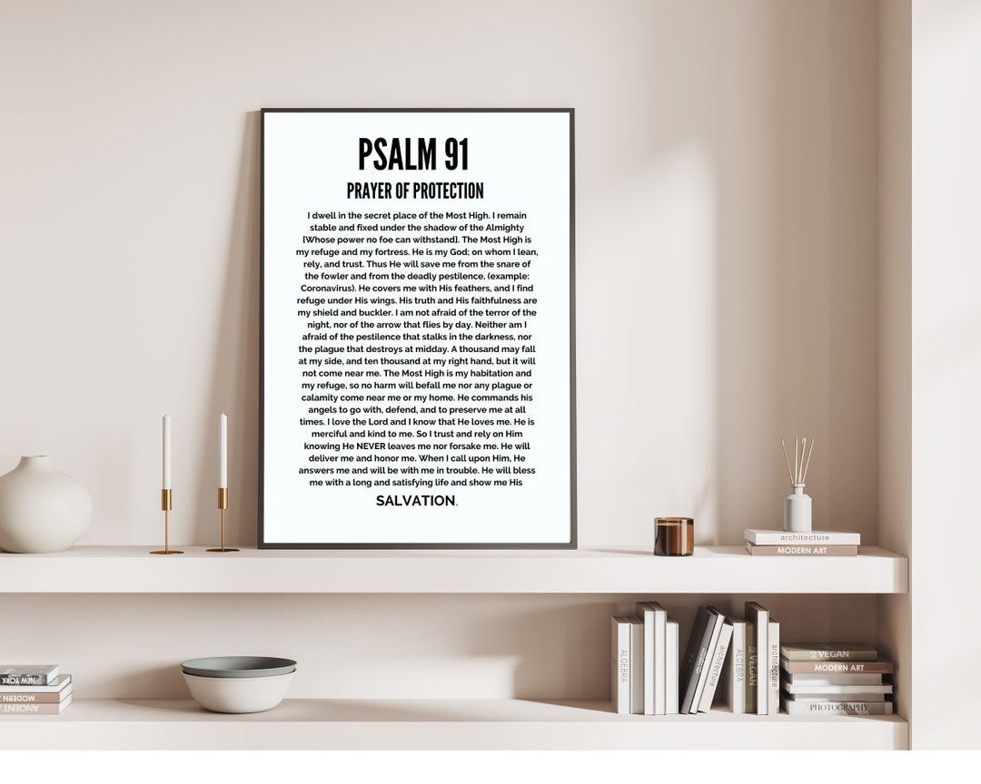 PSALM 91-prayer of Protection Christian Wall Art Scripture - Etsy