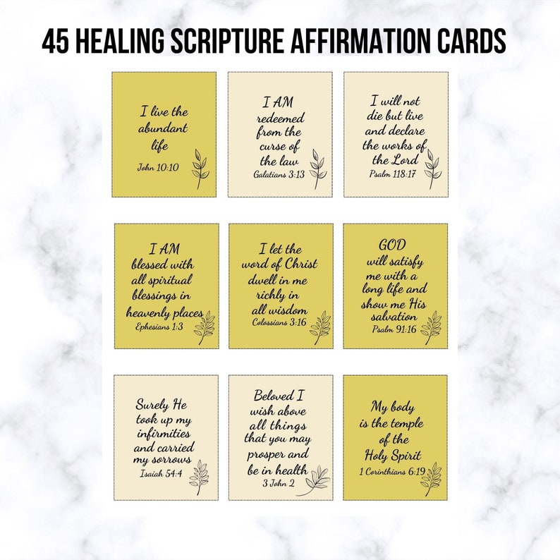 45 Healing Bible Verse Affirmation Cards, Daily Prayer Cards for ...