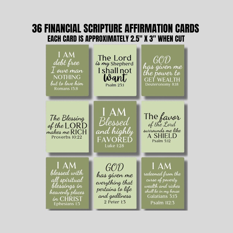 36 Financial Scripture Affirmation Cards - Daily Financial Scripture ...