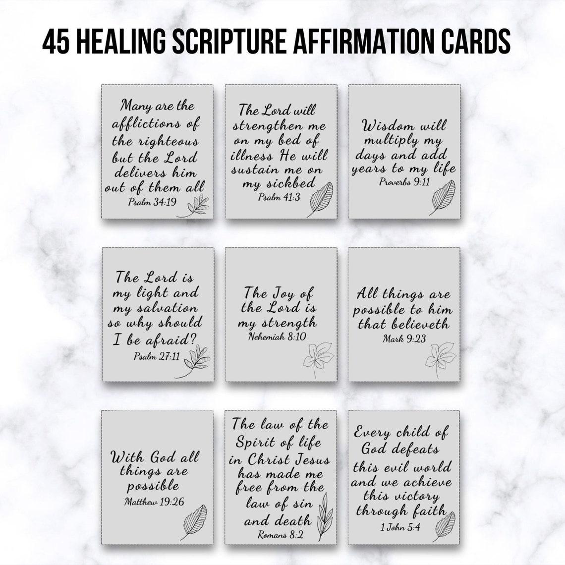 45 Healing Scripture Affirmation Cards, Daily Prayer Cards for Healing ...
