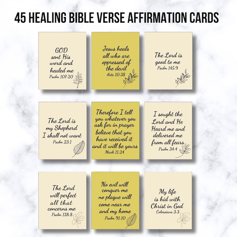 45 Healing Bible Verse Affirmation Cards, Daily Prayer Cards for ...