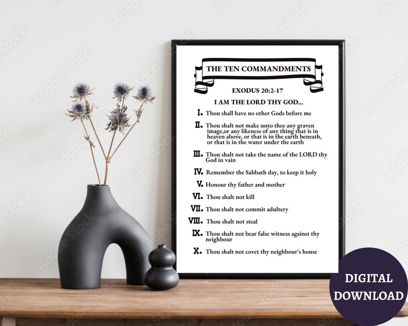 The Ten Commandments - Printable Wall Art |16 X 20 in Christian ...