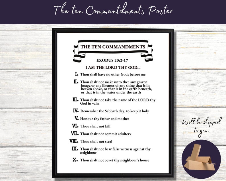 The Ten Commandment Poster - Unframed Enhanced Matte Poster, 8x10 ...