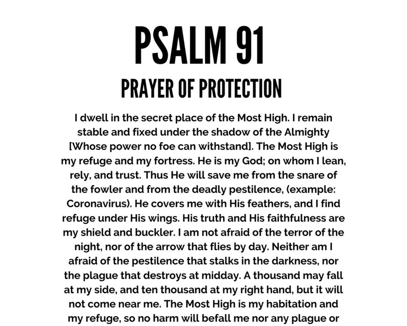 PSALM 91-prayer of Protection Christian Wall Art| Scripture Digital ...