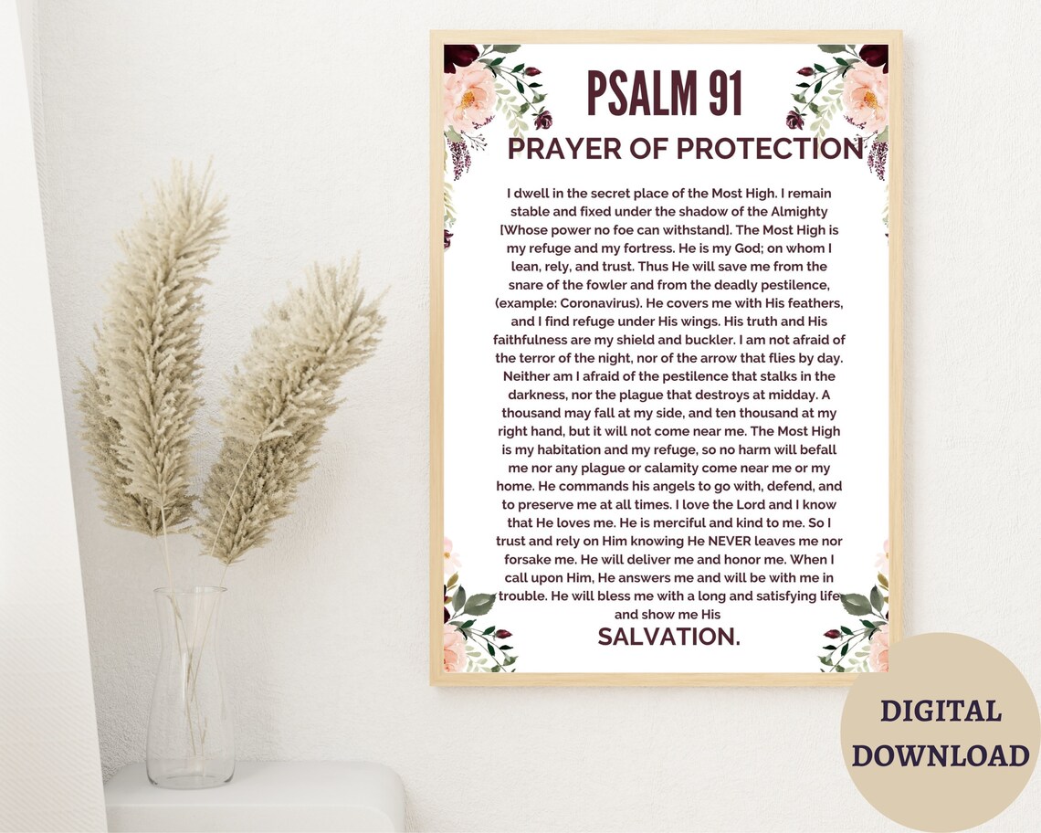 Psalm 91 Prayer of Protection |bible Verse Printable Wall Art| 2 Pdfs 8 ...
