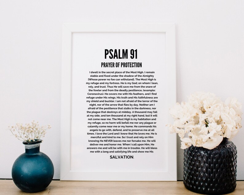 PSALM 91-prayer of Protection Christian Wall Art Scripture | Etsy