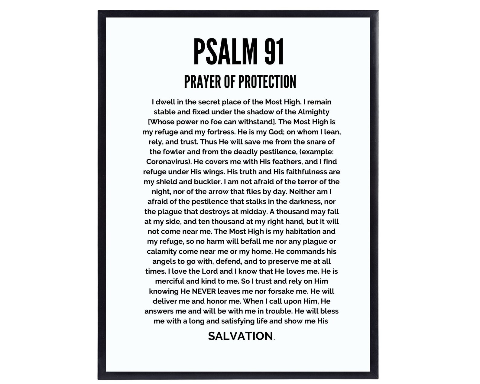 PSALM 91-prayer of Protection Christian Wall Art| Scripture Digital ...