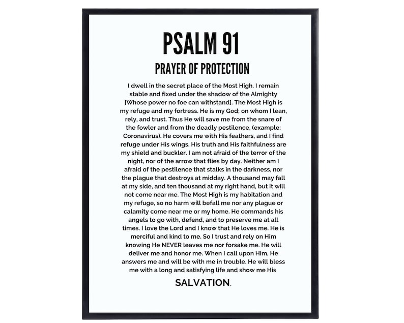 PSALM 91-prayer of Protection Christian Wall Art| Scripture Digital ...