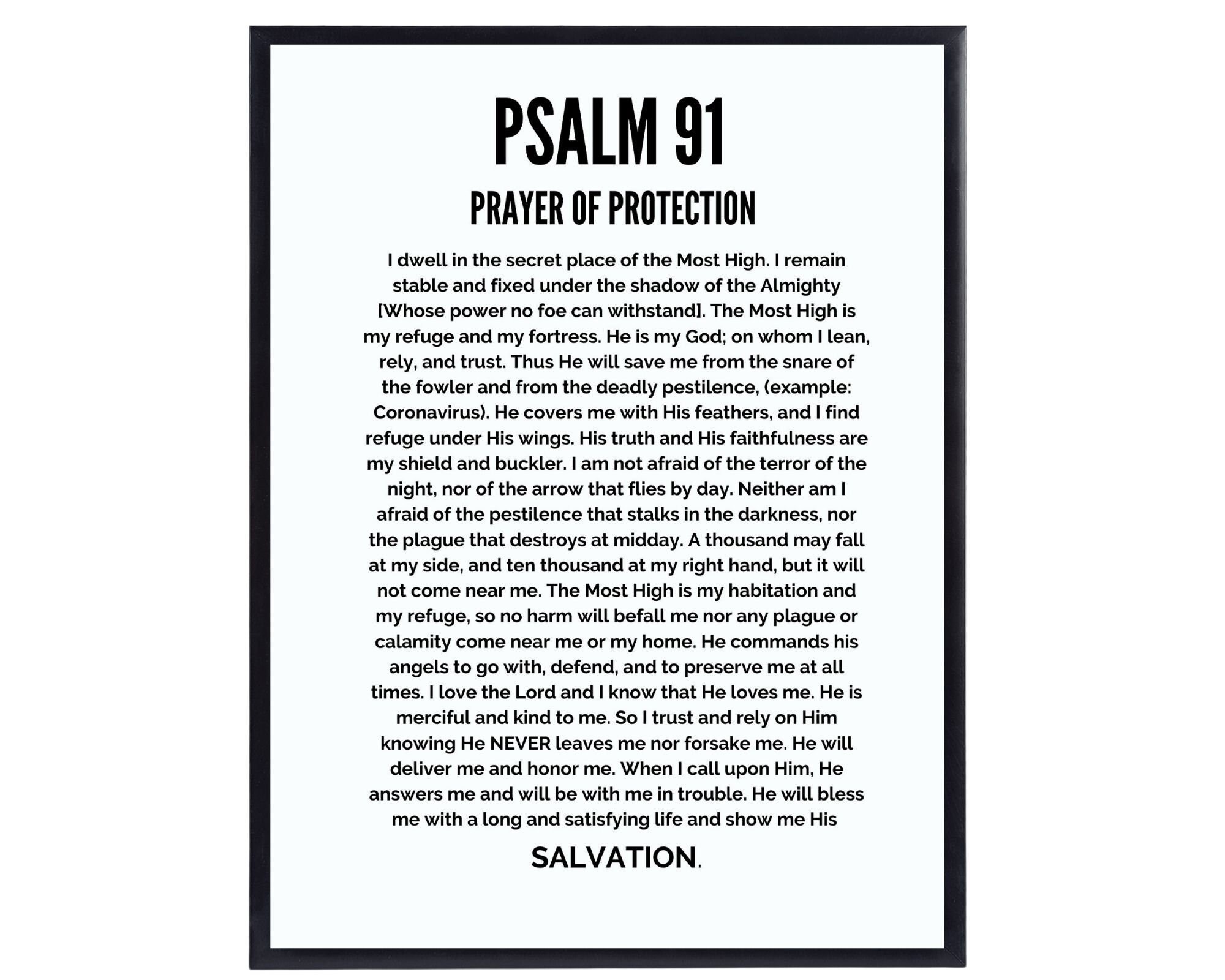 PSALM 91-prayer of Protection Christian Wall Art| Scripture Digital ...