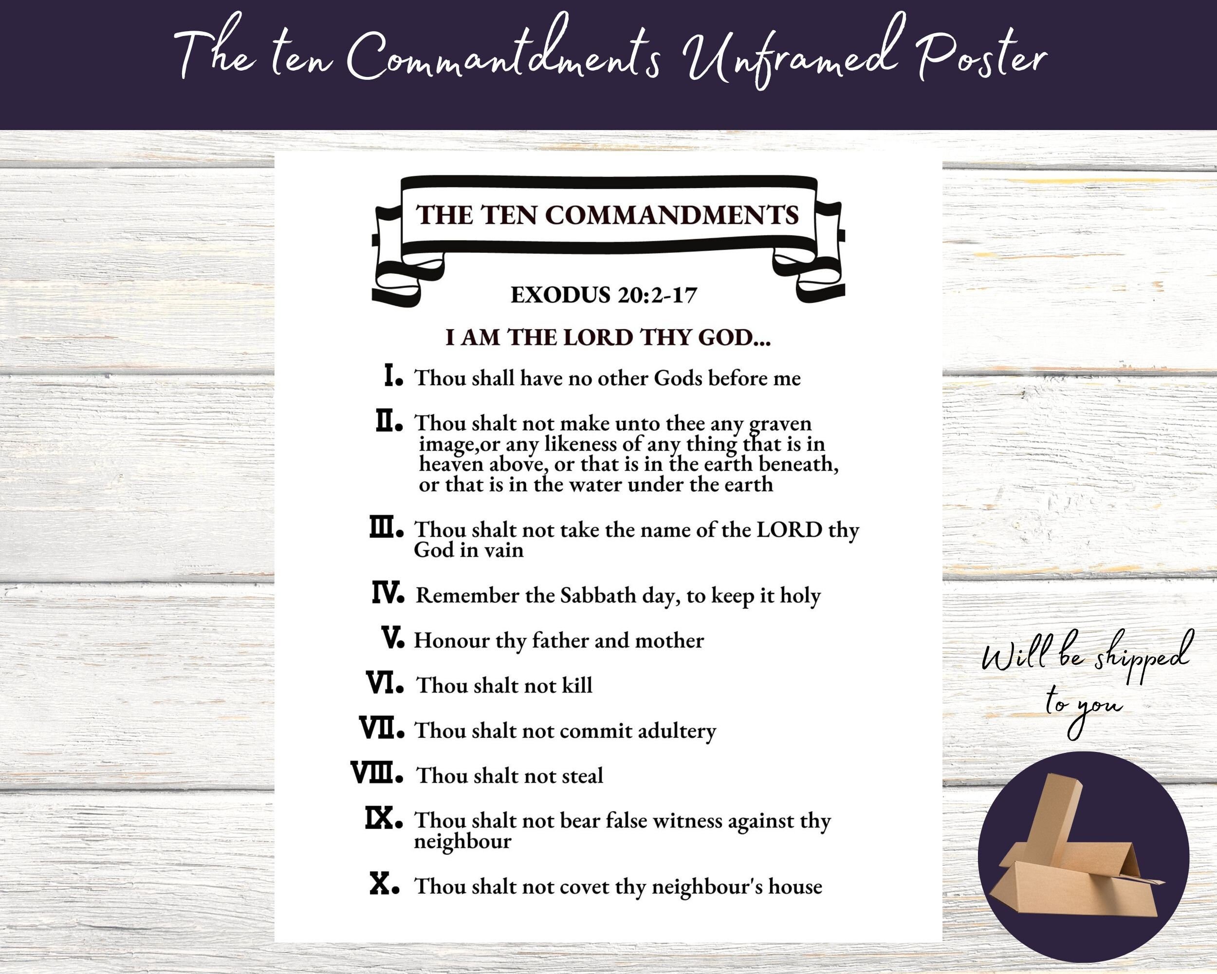 The Ten Commandment Poster - Unframed Enhanced Matte Poster, 8x10 ...