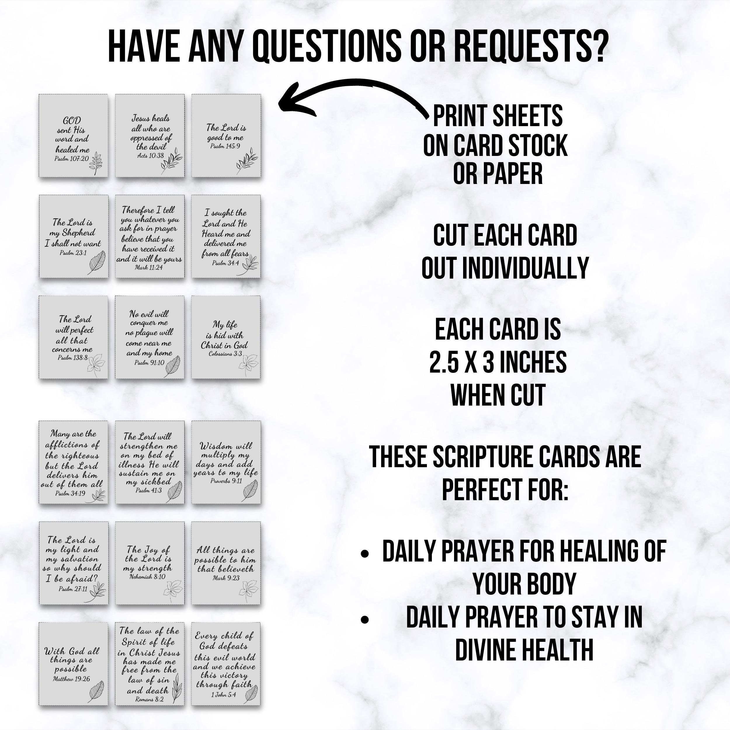 45 Healing Scripture Affirmation Cards, Daily Prayer Cards for Healing ...