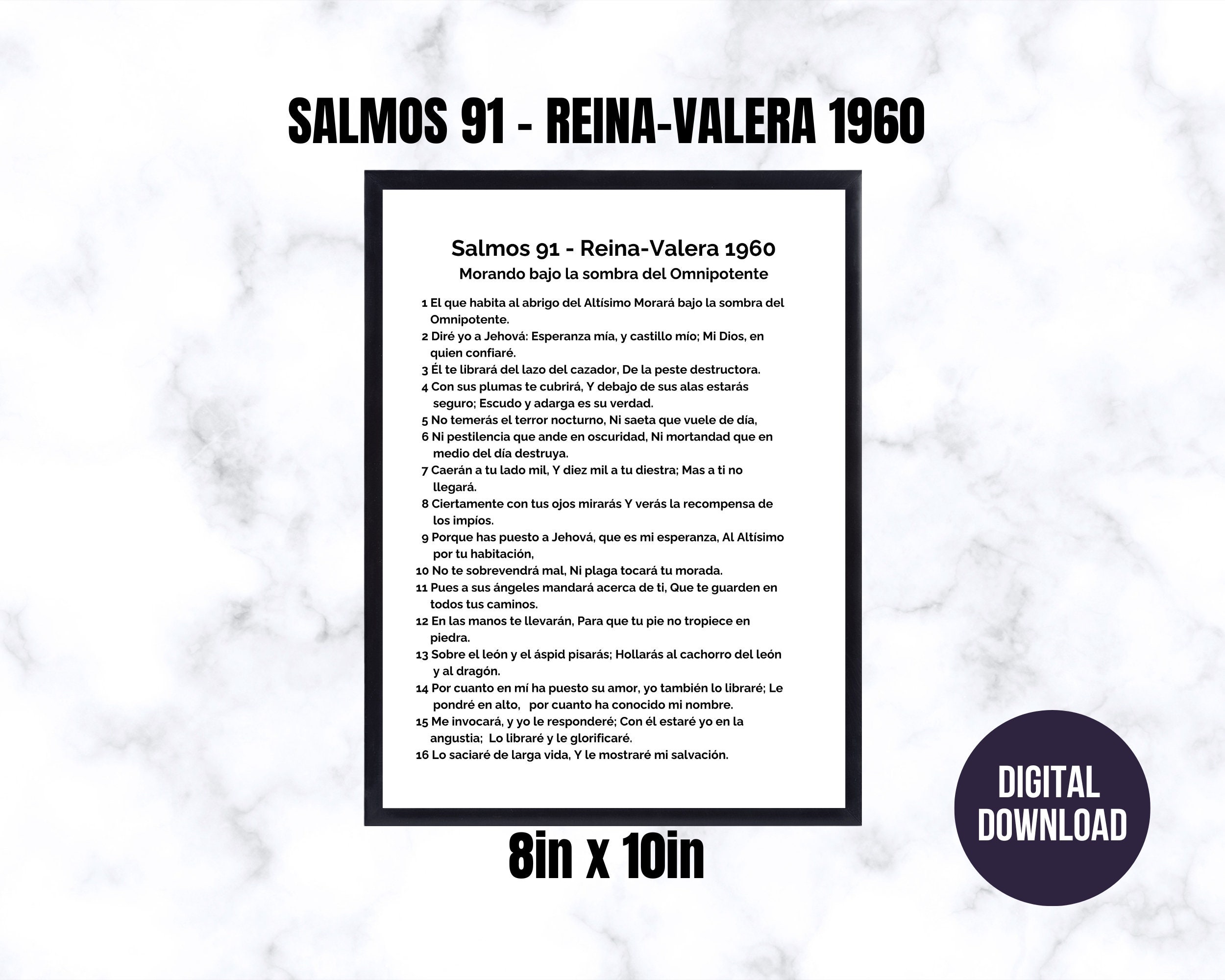 Salmos 91 - Reina-valera 1960, Psalm 91- KJV in Spanish, PDF Digital ...