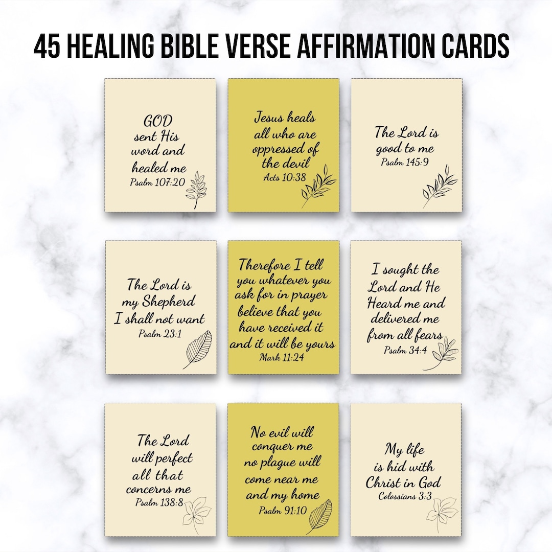 45 Healing Bible Verse Affirmation Cards, Daily Prayer Cards for ...