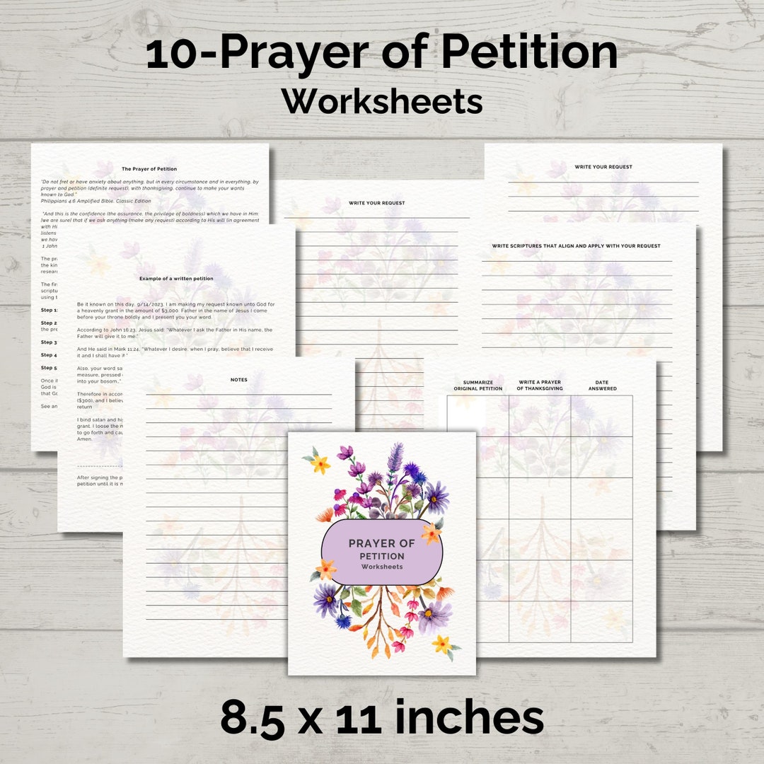Prayer of Petition Worksheets|10 Page Packet| INSTANT DOWNLOAD - Etsy
