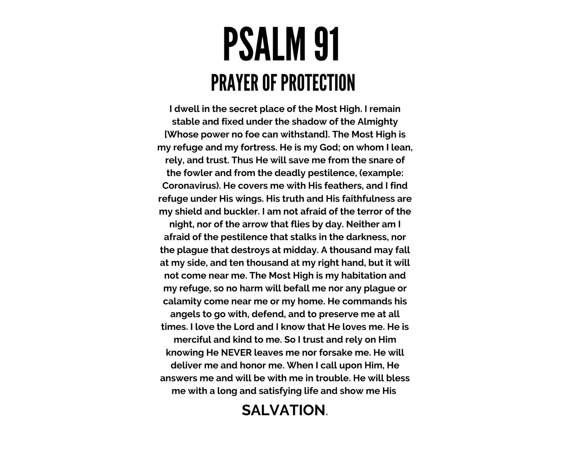 PSALM 91-prayer of Protection Christian Wall Art| Scripture Digital ...