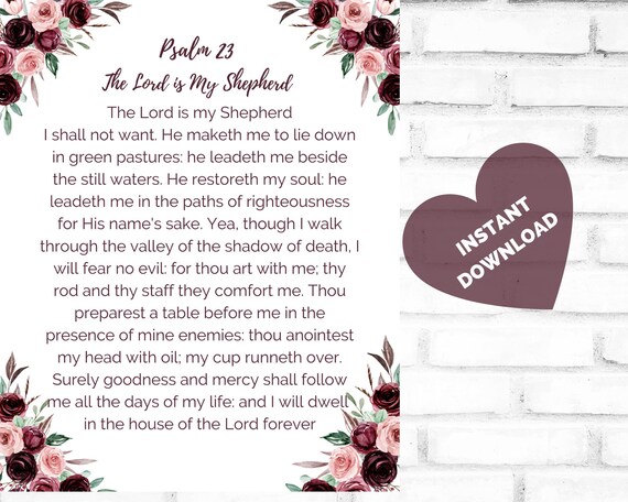 Psalm 23 the Lord is My Shepherd Christian Wall Art Bible | Etsy