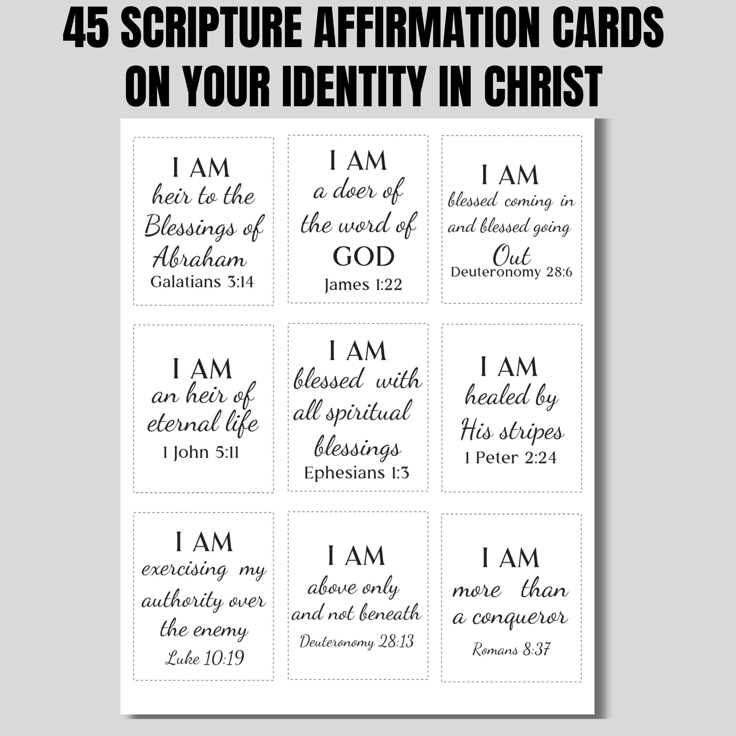 45 I AM Scripture Affirmation Cards on Your Identity in Christ, Daily ...