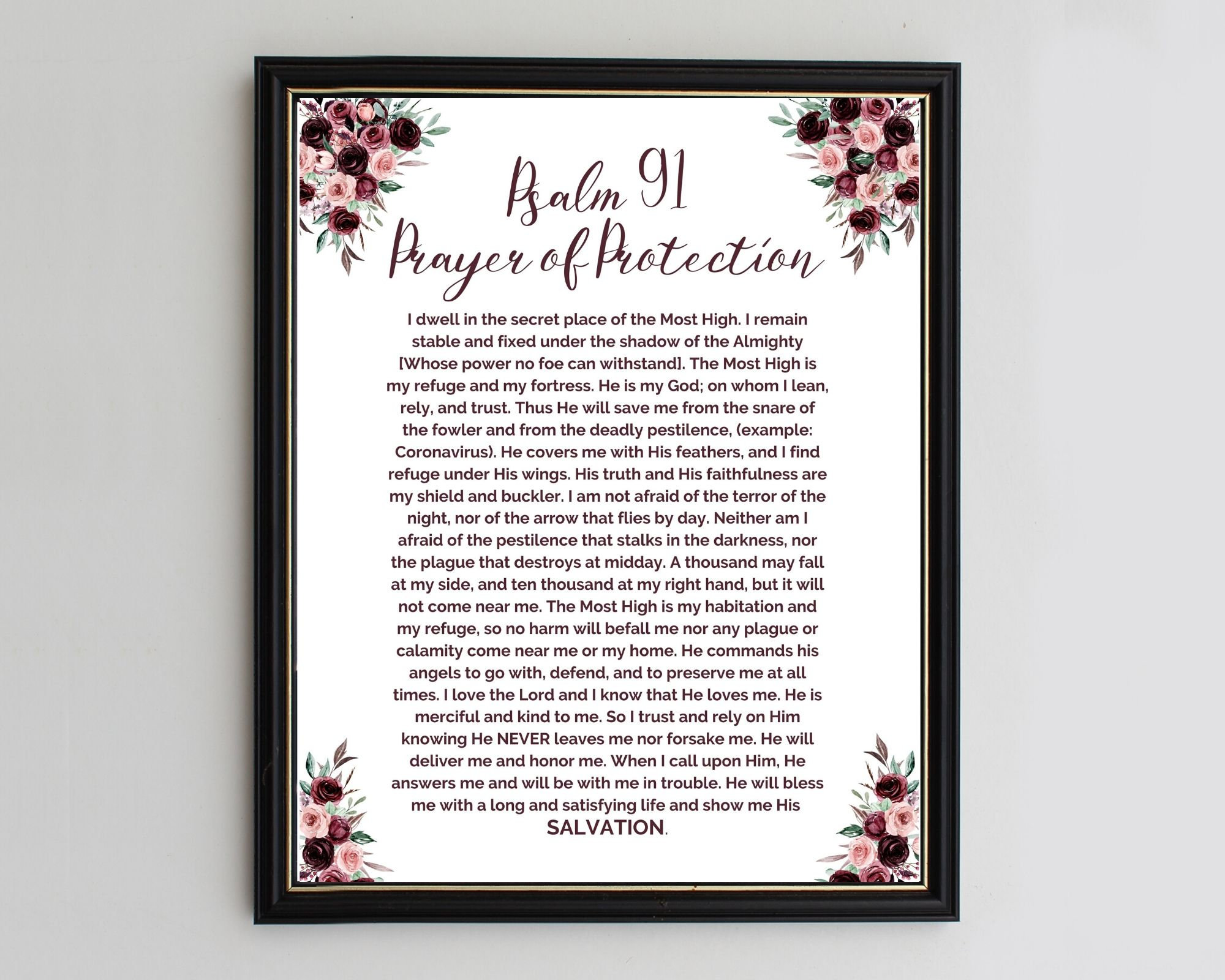 Psalm 91 protection Prayer God's Protection Prayer - Etsy Canada