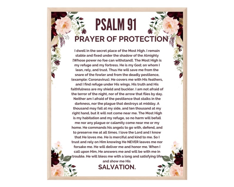 Psalm 91 Prayer of Protection |bible Verse Printable Wall Art| 2 Pdfs 8 ...