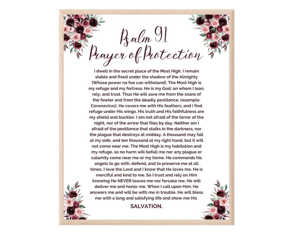 Psalm 91 protection Prayer God's Protection Prayer - Etsy