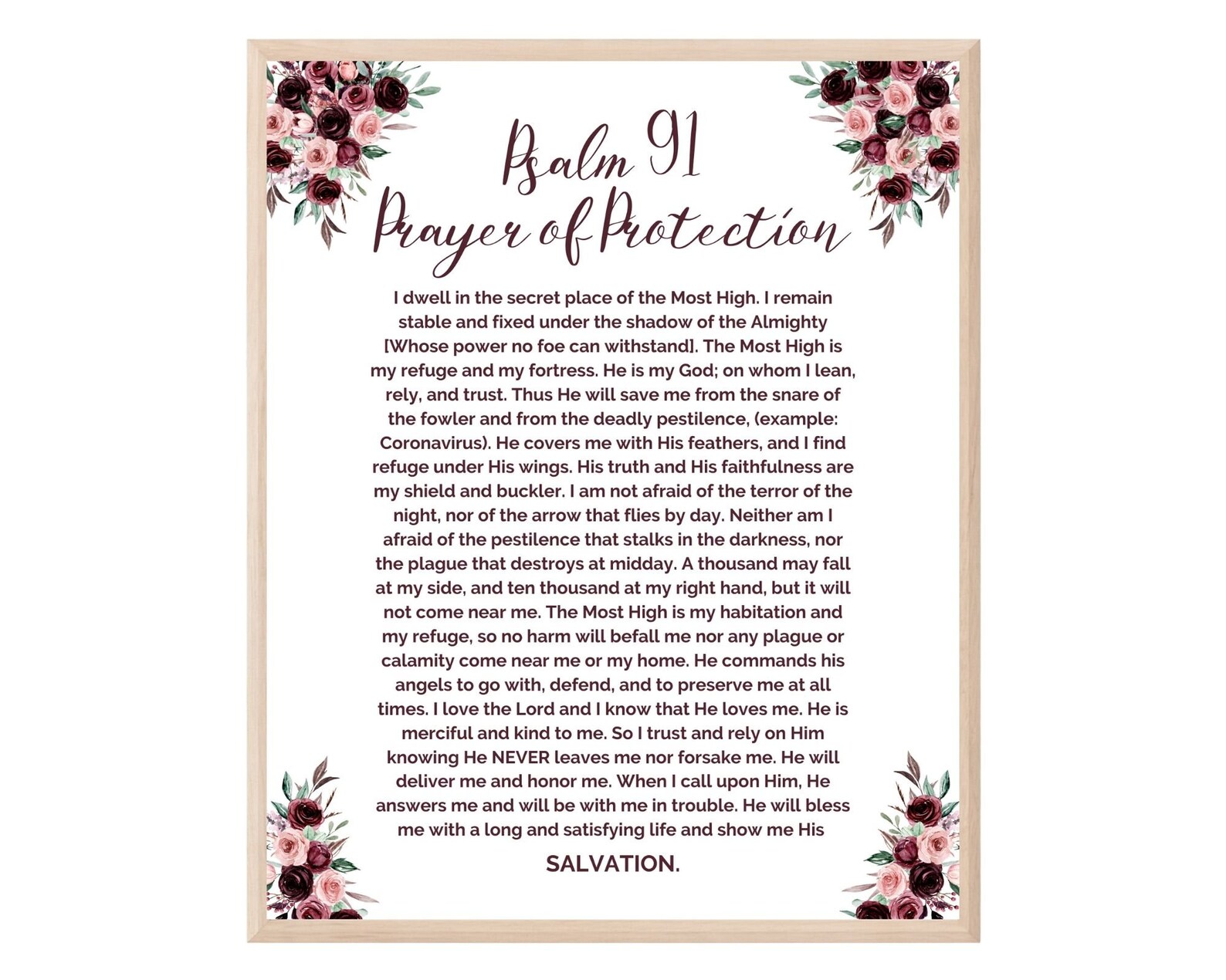 Psalm 91 protection Prayer God's Protection Prayer - Etsy