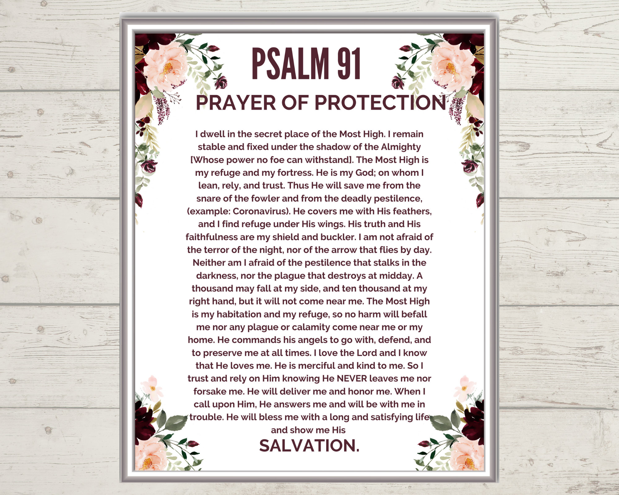 Psalm 91 Prayer of Protection |bible Verse Printable Wall Art| 2 Pdfs 8 ...