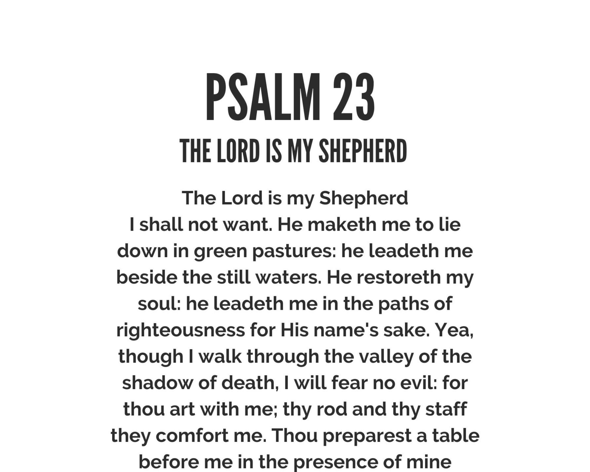 Psalm 23 - the Lord is My Shepherd Christian Wall Art- Bold Font ...