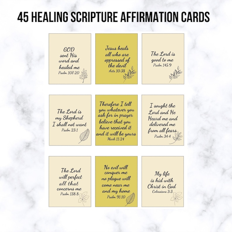 45 Healing Bible Verse Affirmation Cards, Daily Prayer Cards for ...