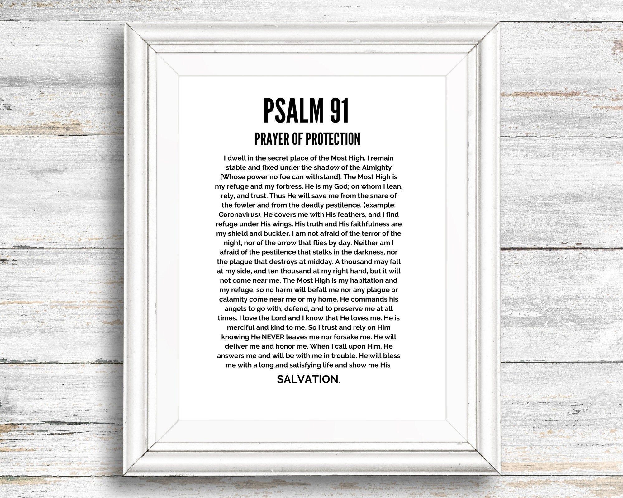 PSALM 91-prayer of Protection Christian Wall Art| Scripture Digital ...