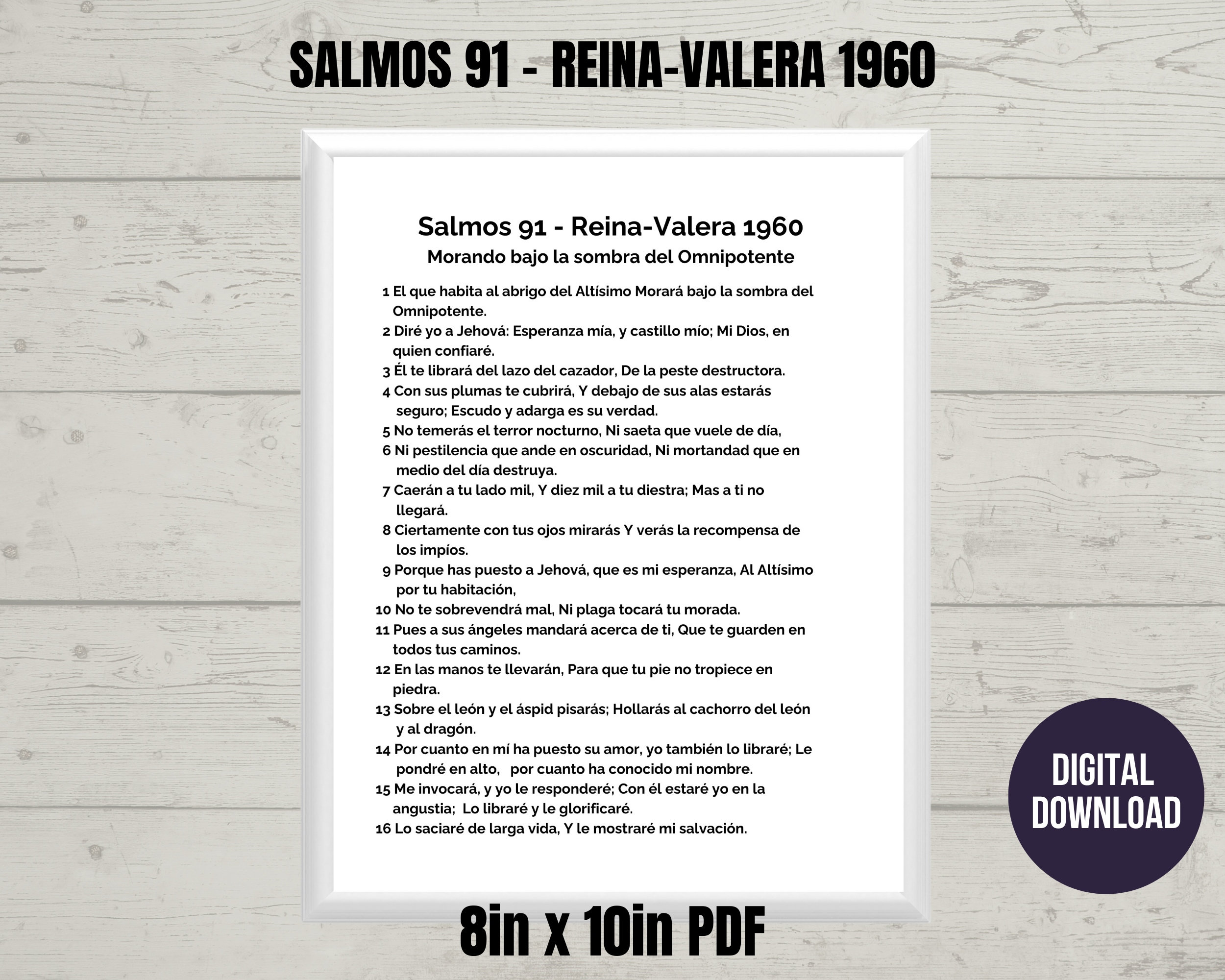 Salmos 91 - Reina-valera 1960, Psalm 91- KJV in Spanish, PDF Digital ...