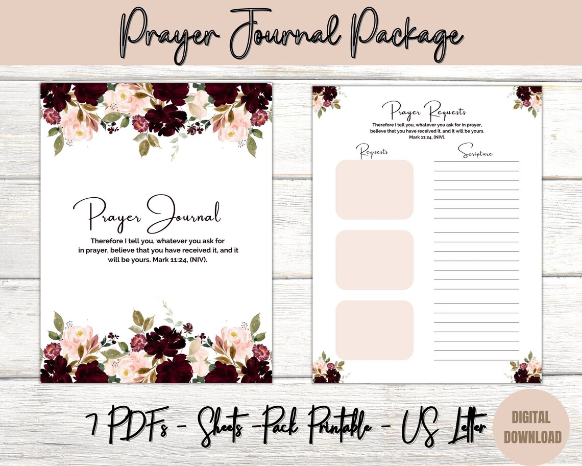 Prayer Journal Package-cover, Prayer Requests, Answered Prayer, 15 ...