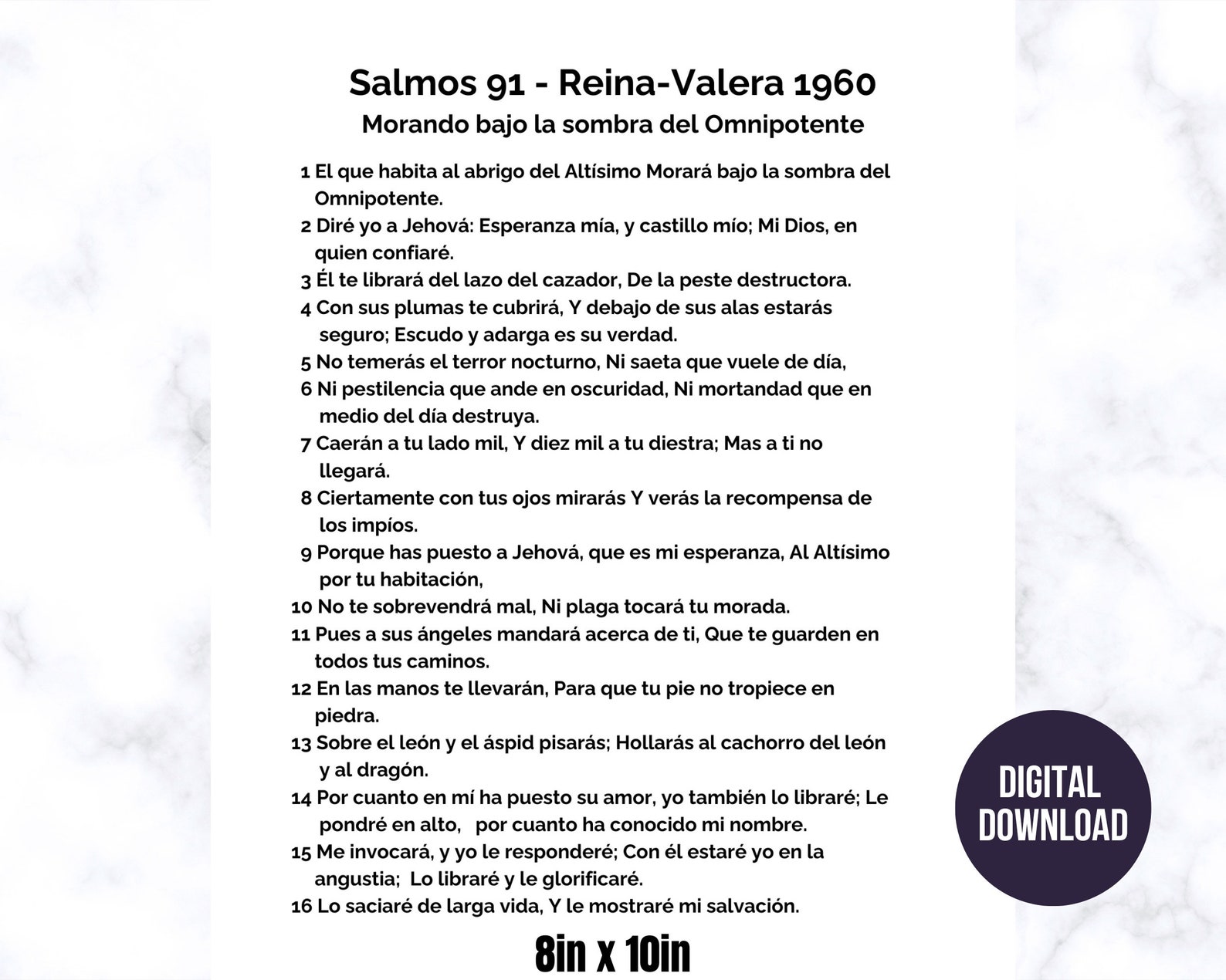 Salmos 91 - Reina-valera 1960, Psalm 91- KJV in Spanish, PDF Digital ...