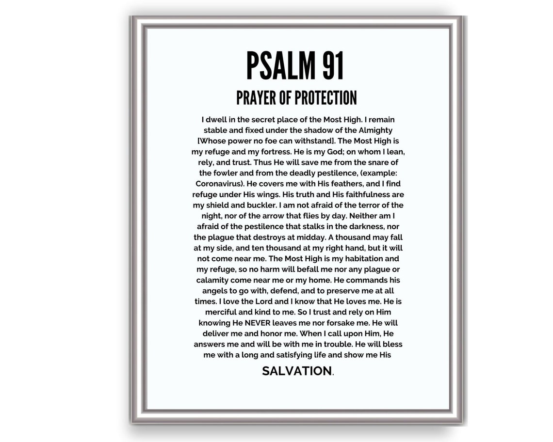 PSALM 91-prayer of Protection Christian Wall Art| Scripture Digital ...