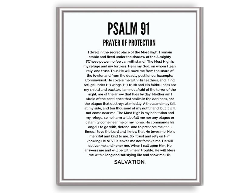 PSALM 91-prayer of Protection Christian Wall Art| Scripture Digital ...