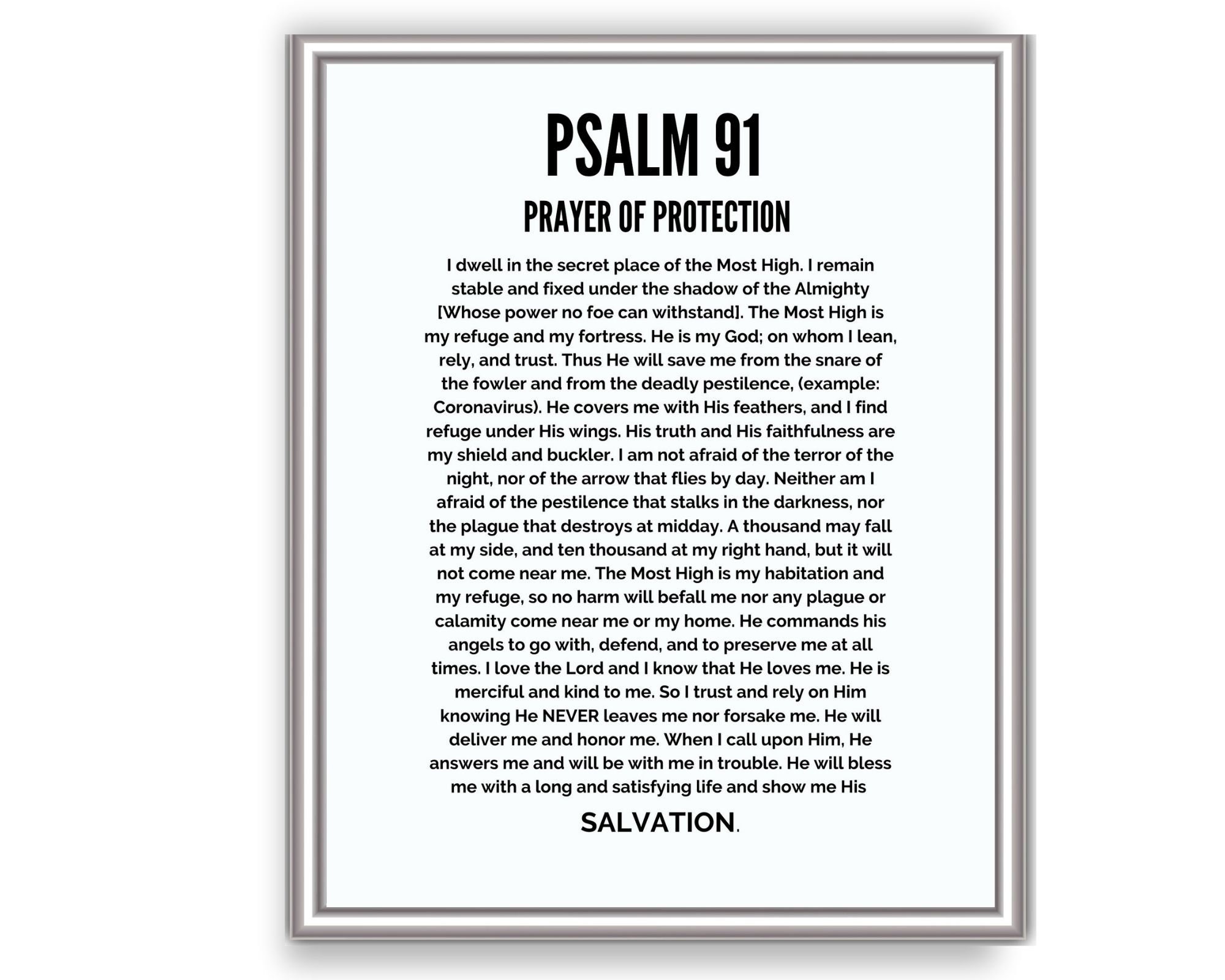 PSALM 91-prayer of Protection Christian Wall Art| Scripture Digital ...