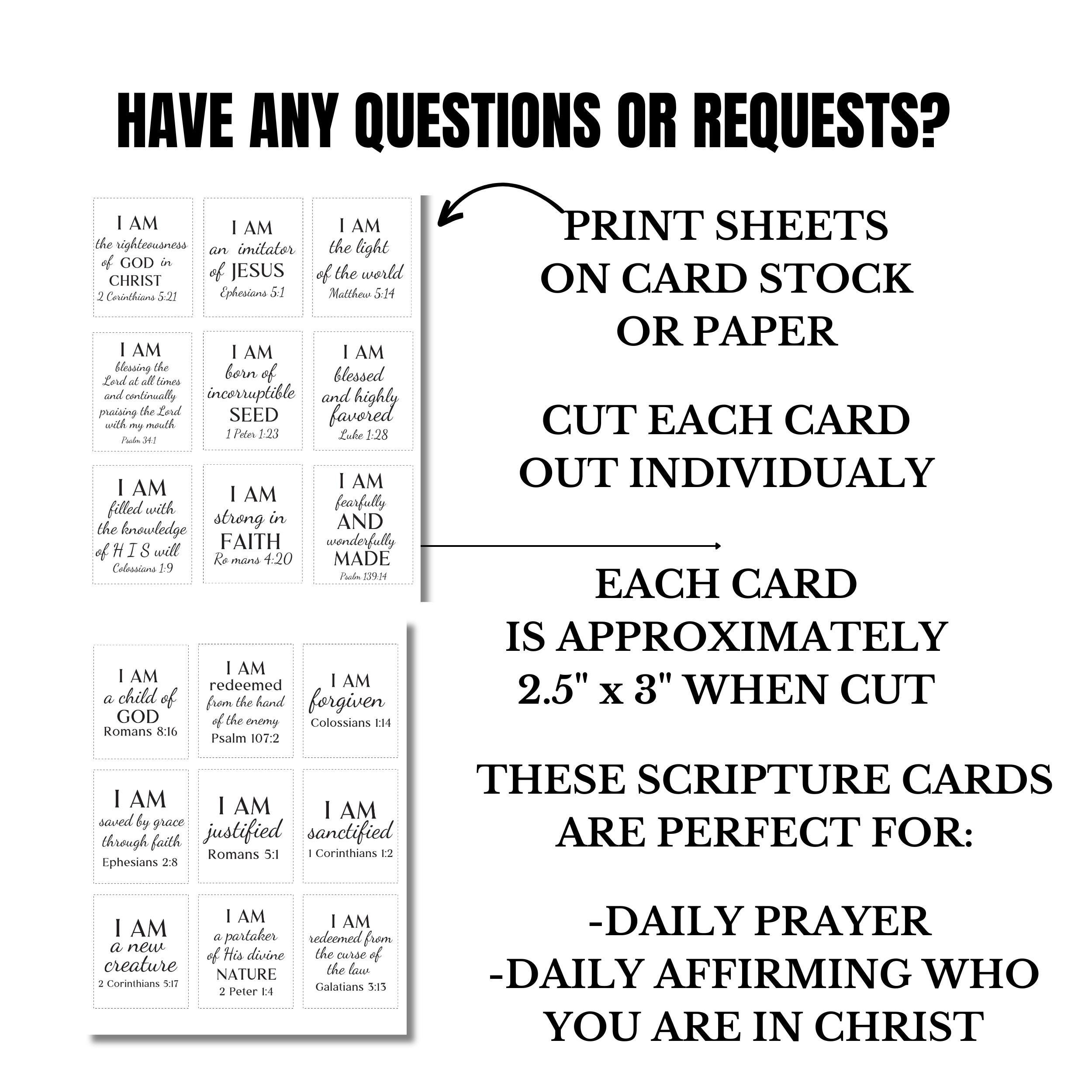45 I AM Scripture Affirmation Cards on Your Identity in Christ, Daily ...