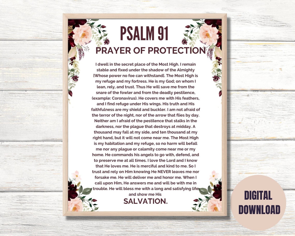 Psalm 91 Prayer of Protection |bible Verse Printable Wall Art| 2 Pdfs 8 ...