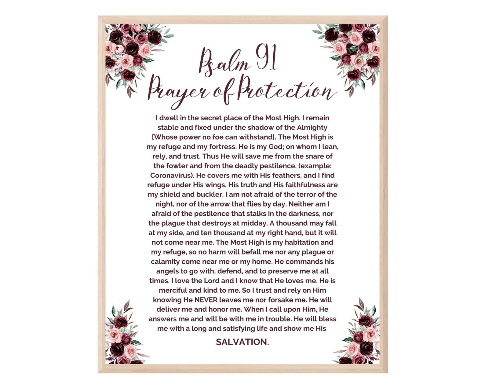 Psalm 91 -protection Prayer| God's Protection Prayer| Christian Wall ...