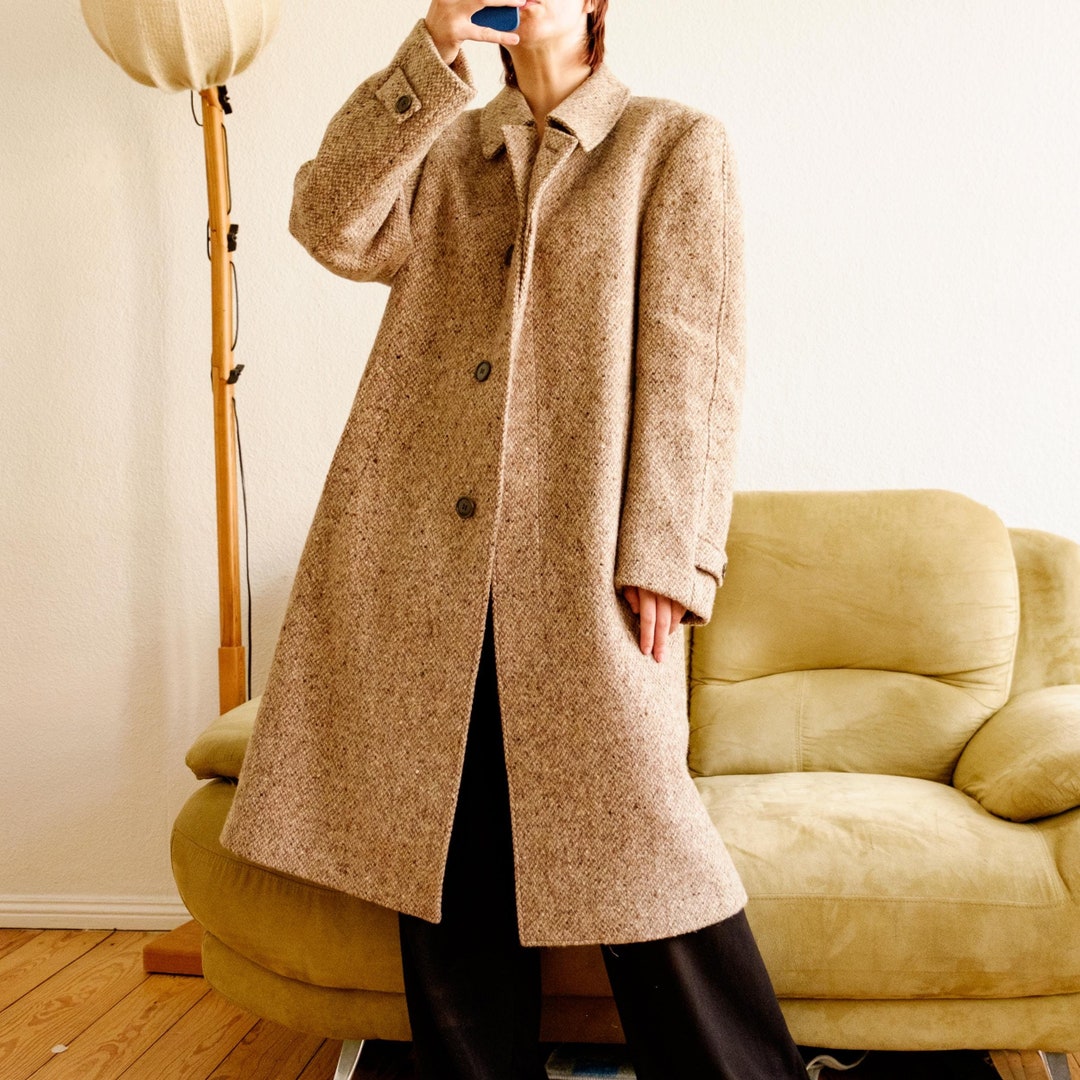 Vintage Wool Coat / 90s Coat / Winter Coat / Grey Brown Coat / Button ...