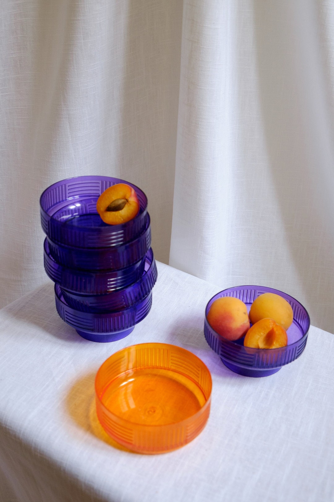 Vintage Plastic Plates Set / 1970s Picnic Set / Transparent Camping ...