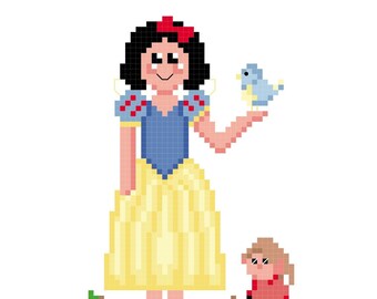 PDF Princess SNOW WHITE in a Cottage Counted Cross Stitch Pattern Chart ...